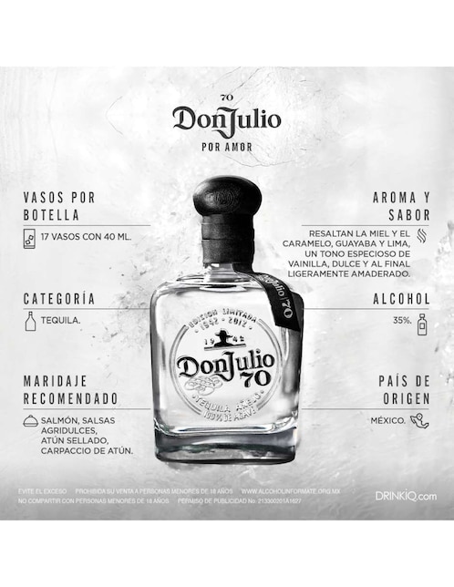 Tequila Don Julio 70 tipo Cristalino 700 ml 5