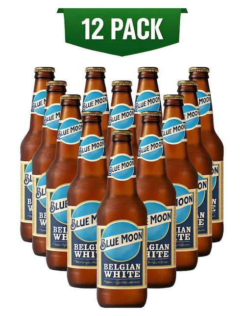 Set de cerveza Blue Moon lager herbal y cítrico 12 pack 355 ml 1