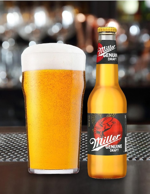 Cerveza clara Miller Genuine Draft Lager amargo 24 pack 355 ml 2