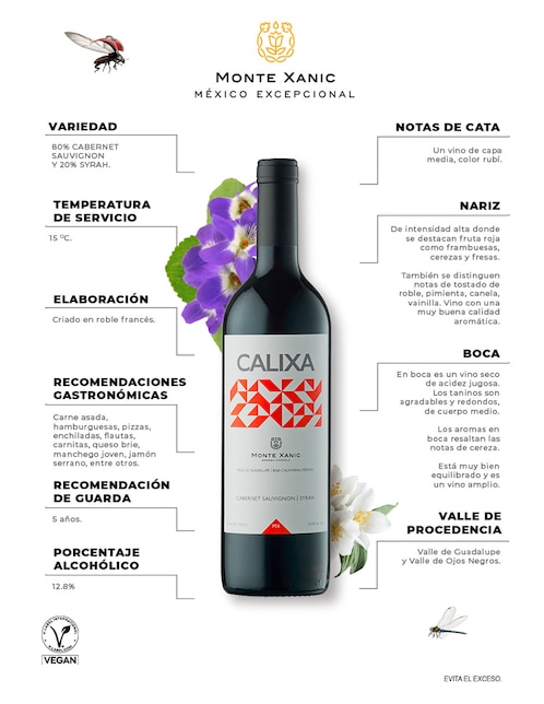 Vino tinto Monte Xanic Calixa cabernet - syrah 750 ml | Liverpool.com.mx